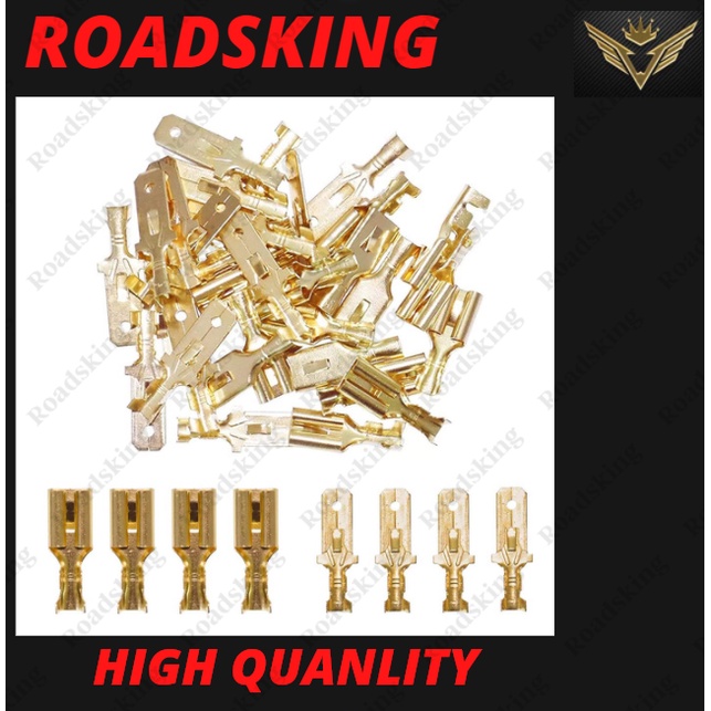 [ 50 PCS ] CAR AUDIO SPEAKER CLIP FEMALE CABLE LUG 6.3 MM GOLD PLUS ...