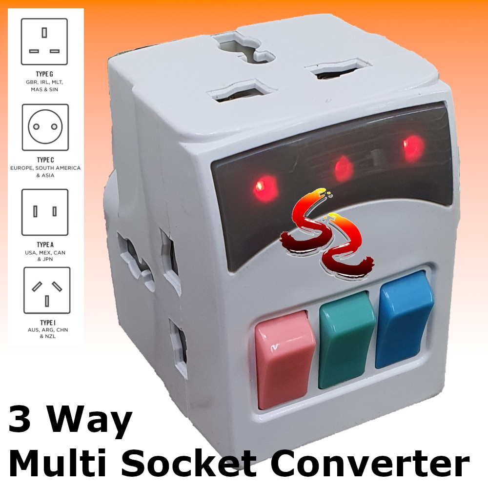 Quality Multi Universal Plug Switch Socket Adaptor 3 Way Adapter With ...