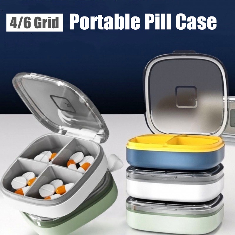 4/6 Grids Square Waterproof Vitamins Storage Case Portable Travel Pill ...