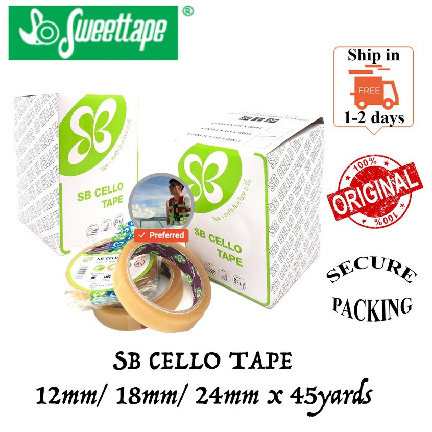 SWEETTAPE SB CELLO TAPE 12mm/ 18mm/ 24mm x 45yards (READY STOCK ...