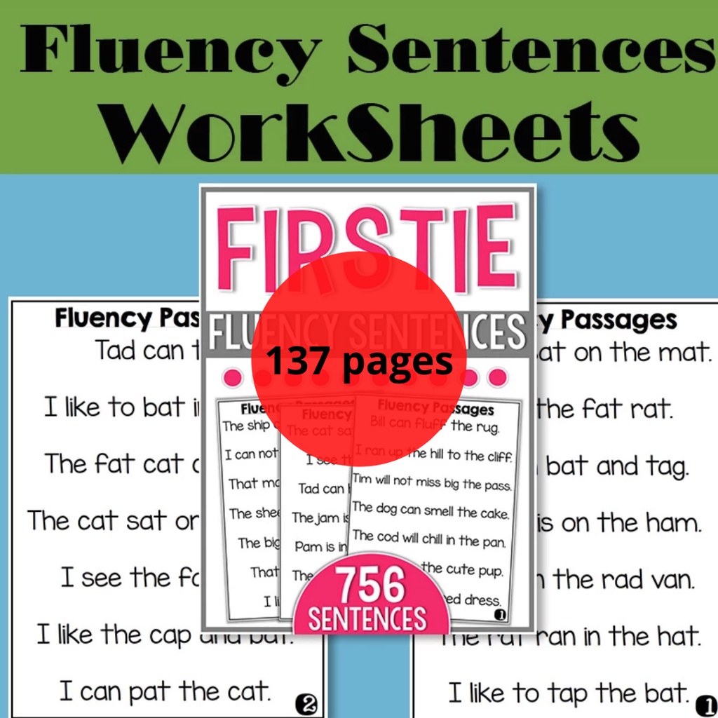 (PDF) kindergarten fluency sentences phonics bundle worksheet 137 pages ...
