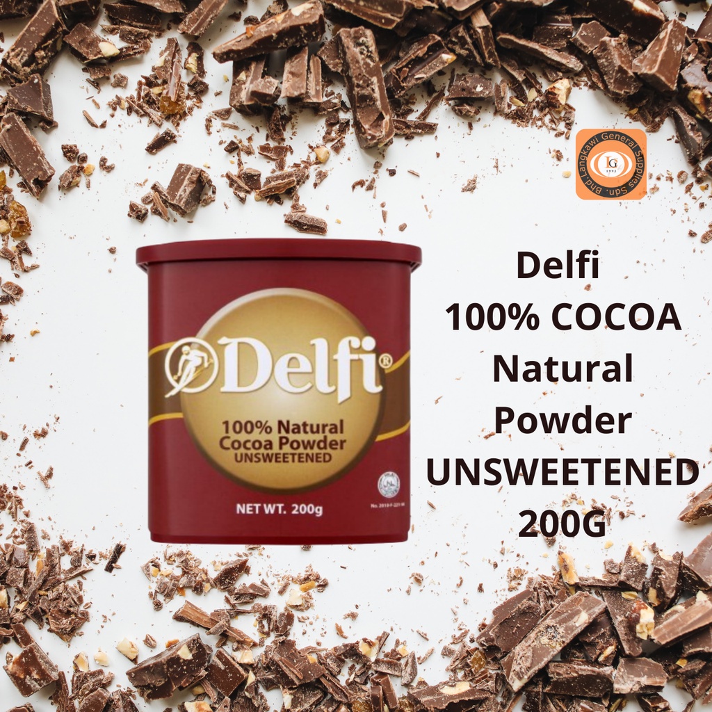 Delfi 100% Natural Unsweetened Cocoa Powder 200g Serbuk Koko Hershey ...