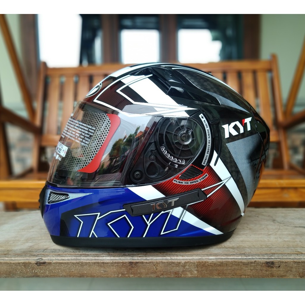 KYT K2 Rider K2R Spotlight Full Face Helmet Black Blue Double Visor ...