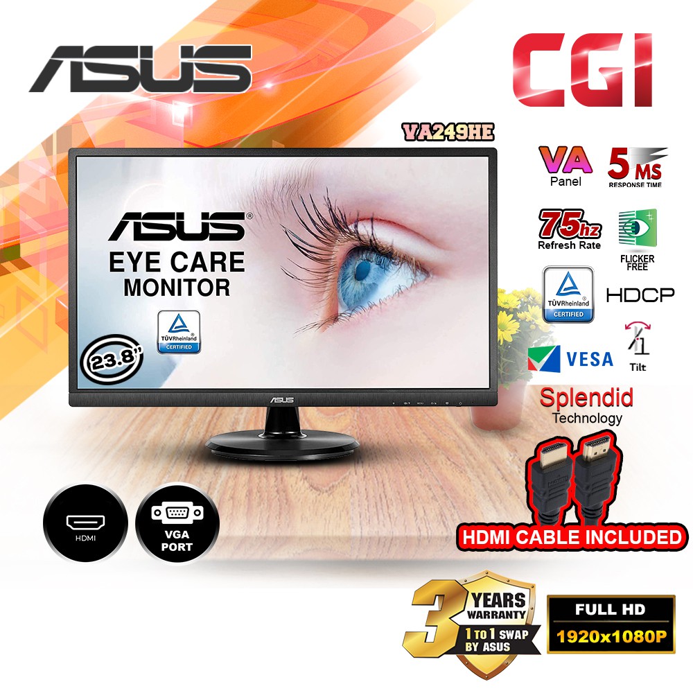 Asus 24" VA249HE 75Hz Eye Care FHD LED Monitor | Shopee Malaysia