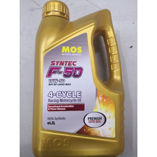 MOS SYNTEC F-50 10W50 API/SP FULLY SYNTHETIC 4T OIL 1.2LITRE RS150/Y15 ...