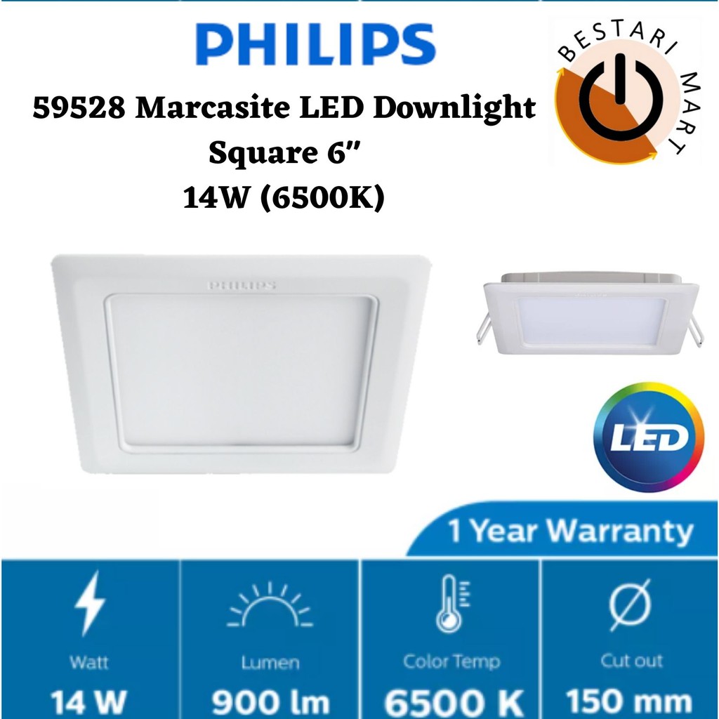 PHILIPS 59528 14W (3000K / 4000K / 6500K) -6" INCH LED MARCASITE ...