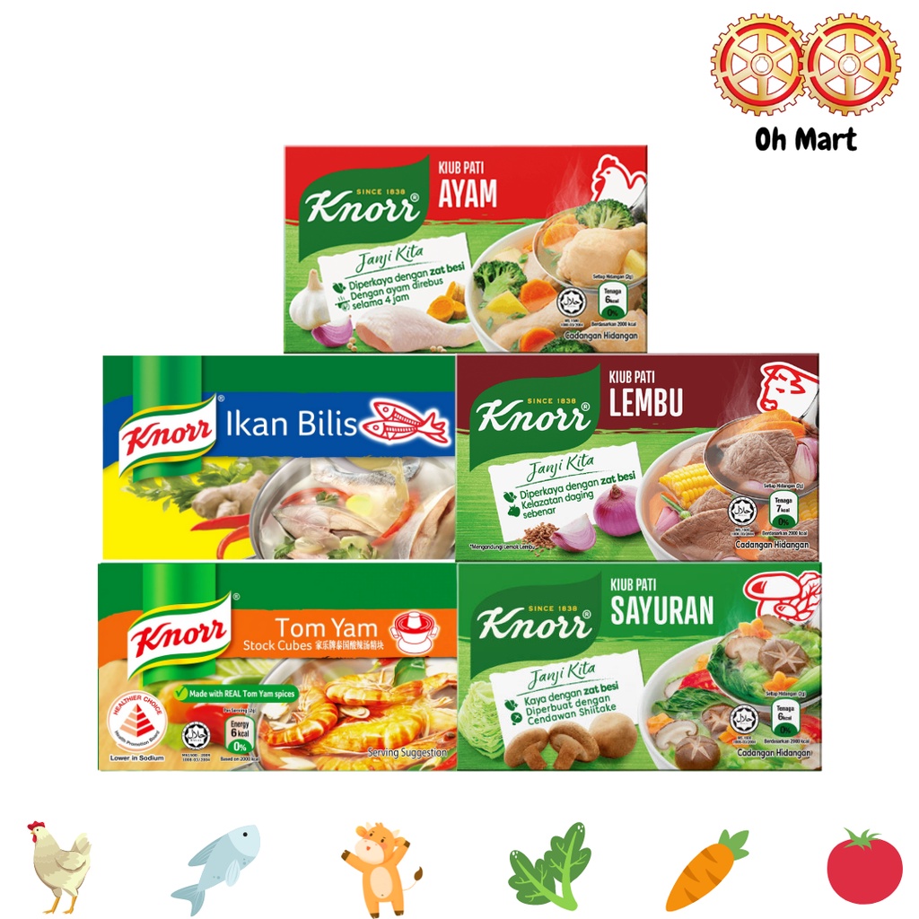 Knorr Kiub Pati/ Stock Cube 6 cubes (Ayam/Tomyam/Lembu/Ikan Bilis) | Shopee Malaysia