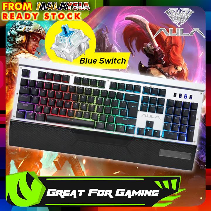 Aula Intruder Game Mechanical RGB Keyboard Lithium Alloy Blue Axis USB ...