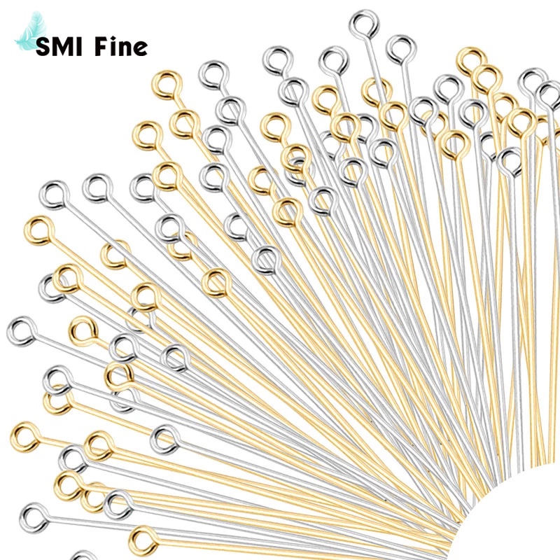 50Pcs/100Pcs Stainless Steel Eye Head Pins Gold Color Beads Needle ...