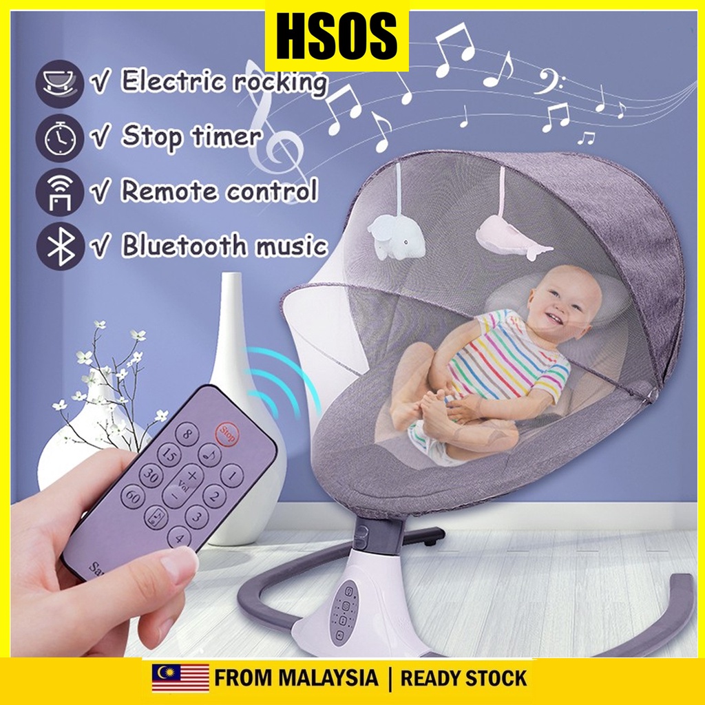 Newborn Baby Auto Swing Leaf Bouncer Mosquito Net Tent Automatic Remote ...