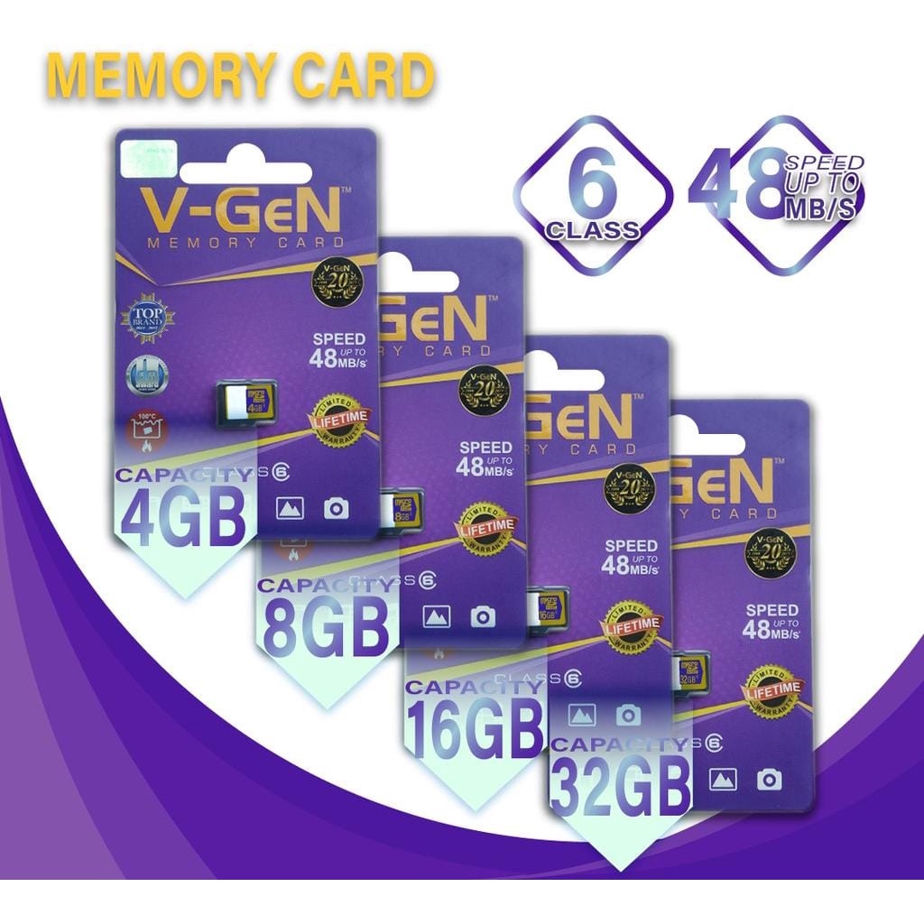 (100% Original Warranty) MEMORY CARD/MMC V-GEN/V-GEN CLASS6 4GB/8GB ...
