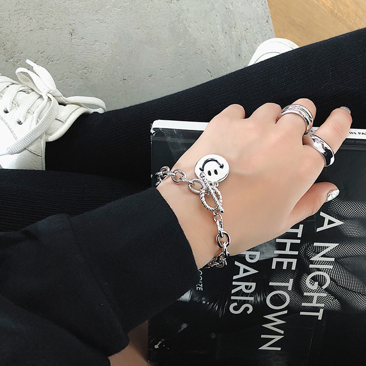 Women's Sexy Titanium Steel Smile Bracelet Ins Design Hip Hop Chain ...