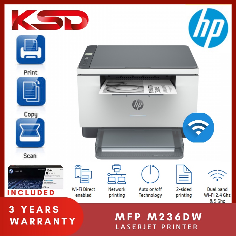 HP LaserJet MFP M236dw Printer (Print, copy, scan 3 year onsite warranty under HP Malaysia ...