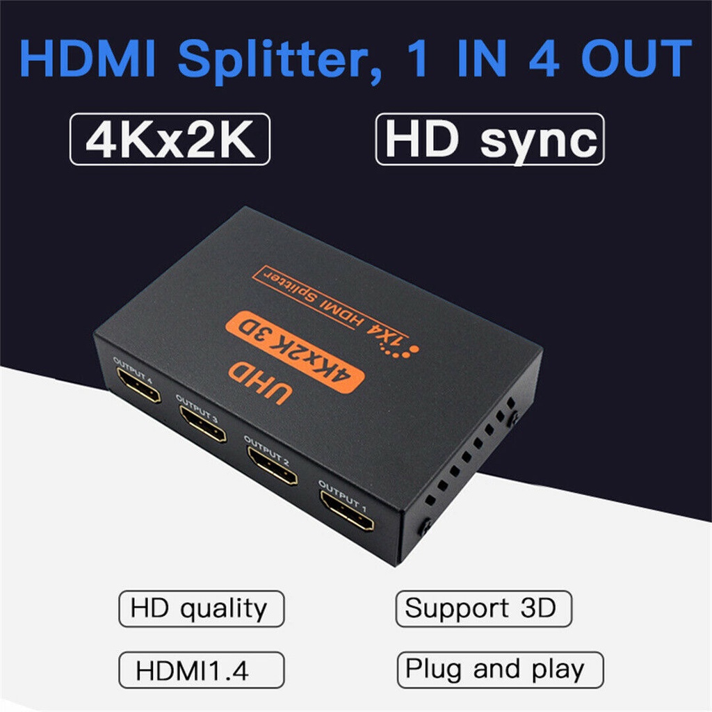 4k Hdm Splitter 1 in 4 Out 1x4 Display Input Output Hub Box Port HDCP ...