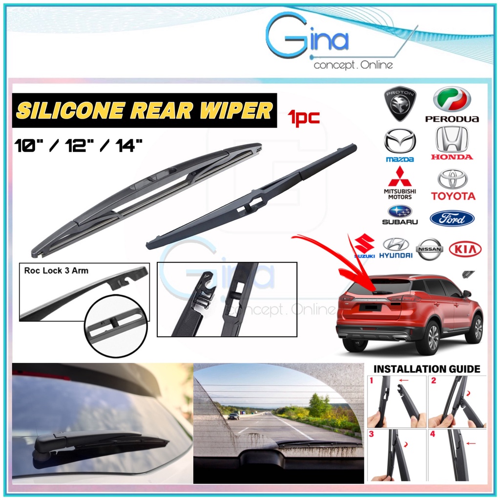 ( REAR WIPER ) Silicone Car Rear Wiper 10” 12” 14” Perodua Proton Honda ...