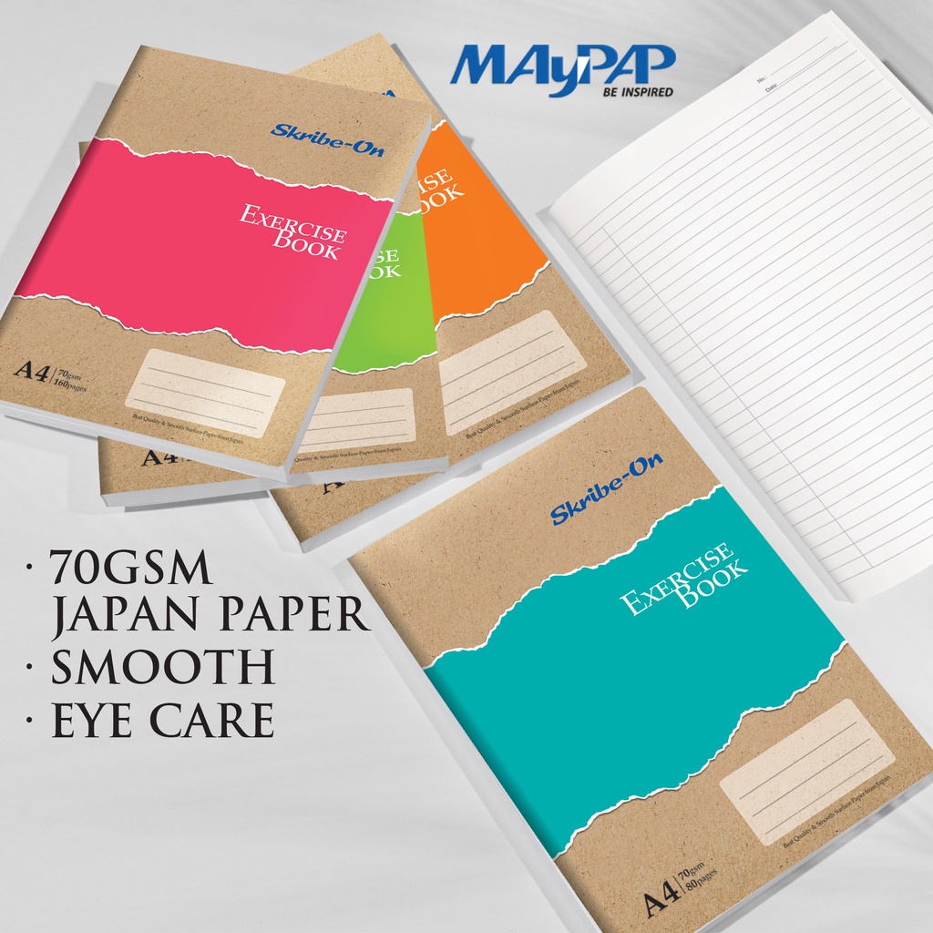 MayPap Skribe-On Exercise Book 70gsm Japan Paper / Natural White / Eye ...