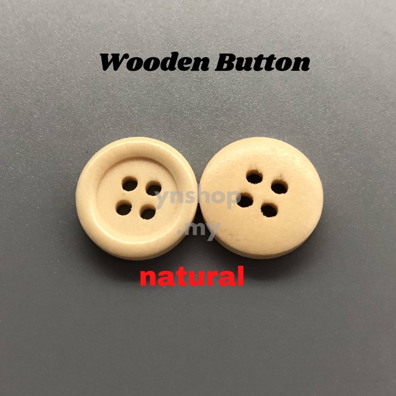 [20pcs] Classic Wooden Button / Butang Kayu 4 Lubang / Butang baju ...