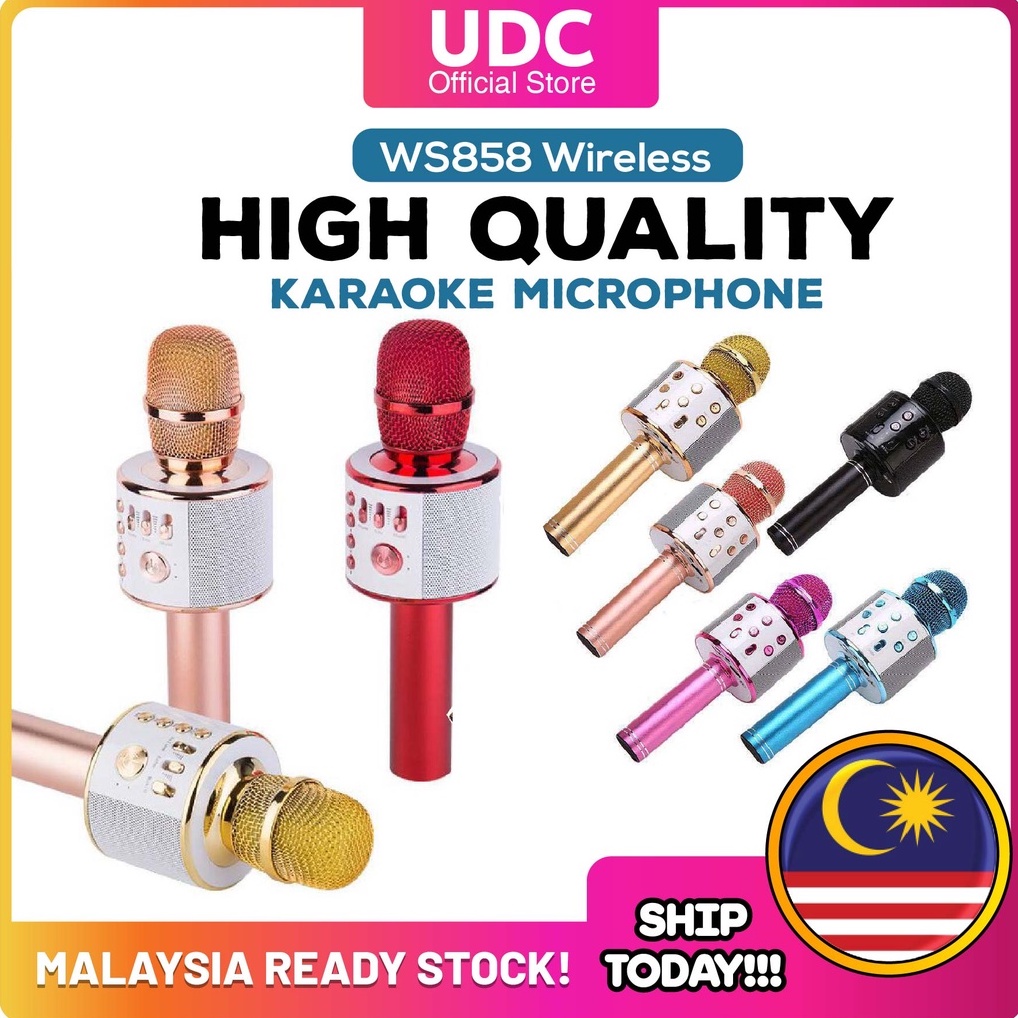 UDC 🔈 WS858 Wireless Karaoke Microphone Quality Mic Portable Bluetooth KTV Music Singing Speaker ...