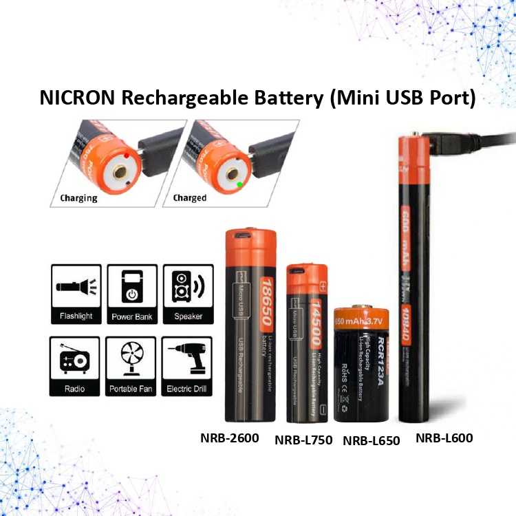 NICRON Rechargeable Battery (Mini USB Port) | Shopee Malaysia