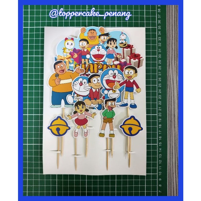 Doraemon Happy Birthday Decoration Set Cake Topper for Birthday Cake ...