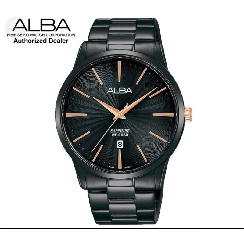 Alba sapphire crystal glass calendar stainless steel men watches ...