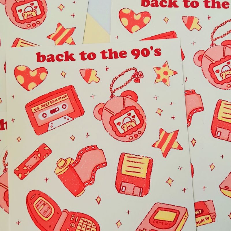 retro back to the 90s sticker sheet [yasminsofea] | Shopee Malaysia