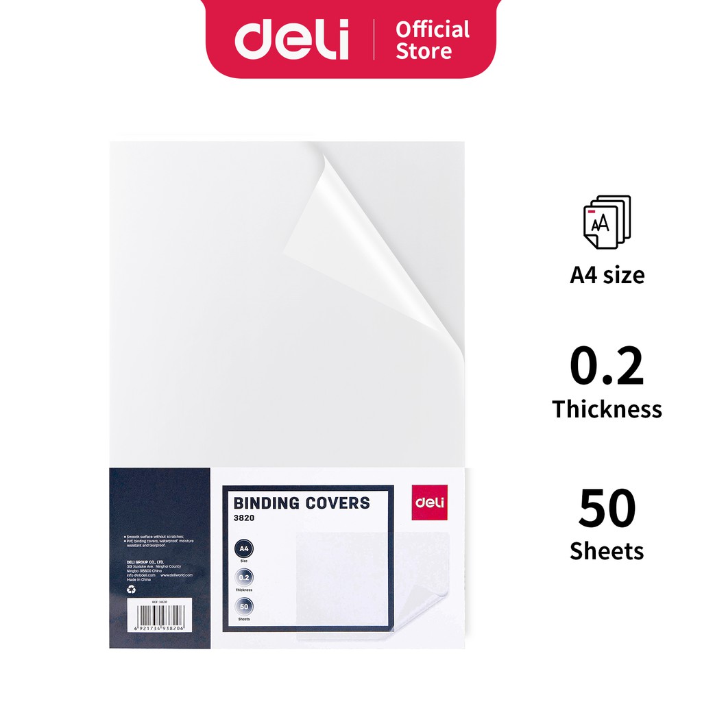 Deli Paper 3820 Transparent Binding Cover Size A4 50 Sheets (0.2mm ...