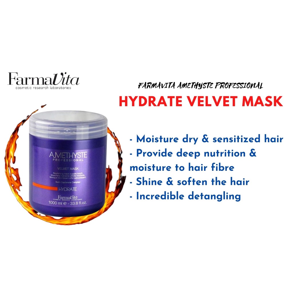 FARMAVITA AMETHYSTE PROFESSIONAL HYDRATE VELVET MASK 1000ML | Shopee ...
