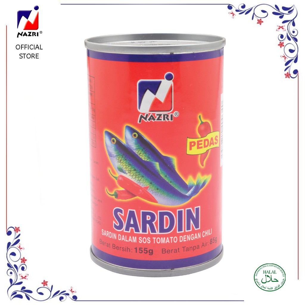 NAZRI Sardin Dalam Sos Tomato dengan cili (155g)/NAZRI Sardines in ...