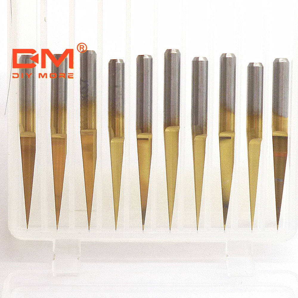 DIYMORE Carbide PCB Engraving Bits CNC Router Tool 10 Degrees 0.1mm V ...