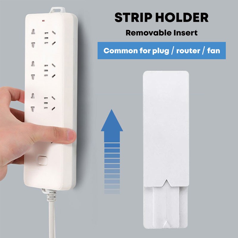 Self Adhesive Wall Mount Fixator Power Strip Socket Cable Punch Free ...
