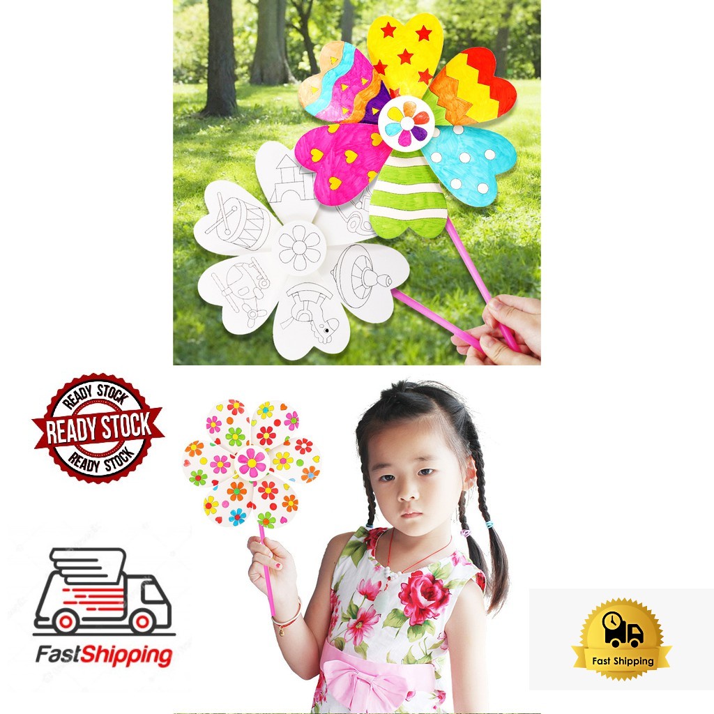 (READY STOCK) DIY Paper Windmill set with Colour marker pen | Shopee ...