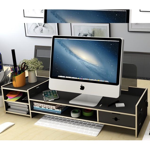 [READY STOCK] FOREVER Set of 2 Wooden Computer Monitor Stand with 3 ...