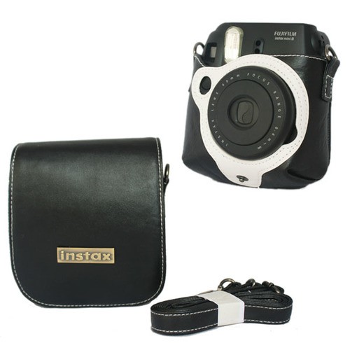 Instant Instax Mini 25 Camera Leather Case Bag Black with Shoulder ...