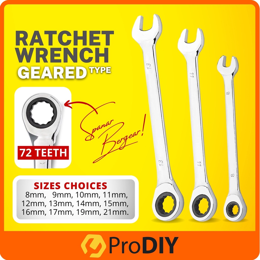 72T GEARED Ratchet Wrench Car Repair Taiwan 72 Teeth Heavy Duty Spanar ...