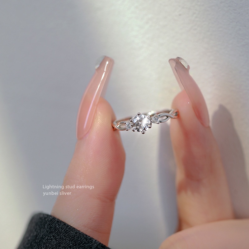 Fashion 925 Silver Simple Ring Female Crystal Ring Wedding Accessories Gift | Shopee Malaysia