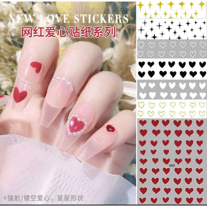 (READY STOCK) NAIL ART STICKERS 网红款爱心蝴蝶星芒星星笑脸大牌logo美甲贴纸 | Shopee Malaysia
