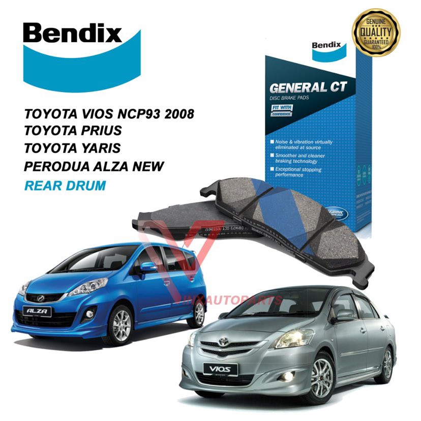 BENDIX FRONT BRAKE PAD TOYOTA VIOS NCP93(rear drum) YARIS PRIUS ALZA ...