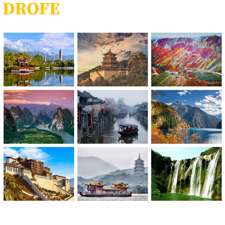 DROFE Chinese Scenic Spots Paint By Numbers Wall Art On Canvas (40 x ...