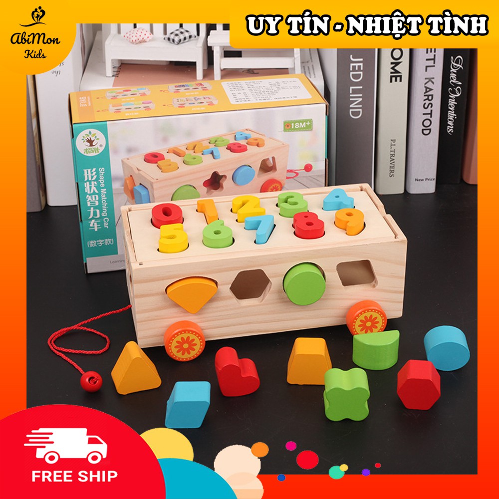 Premium Montessori Drop Numbers And Blocks Wooden Tow Trucks (Wooden ...