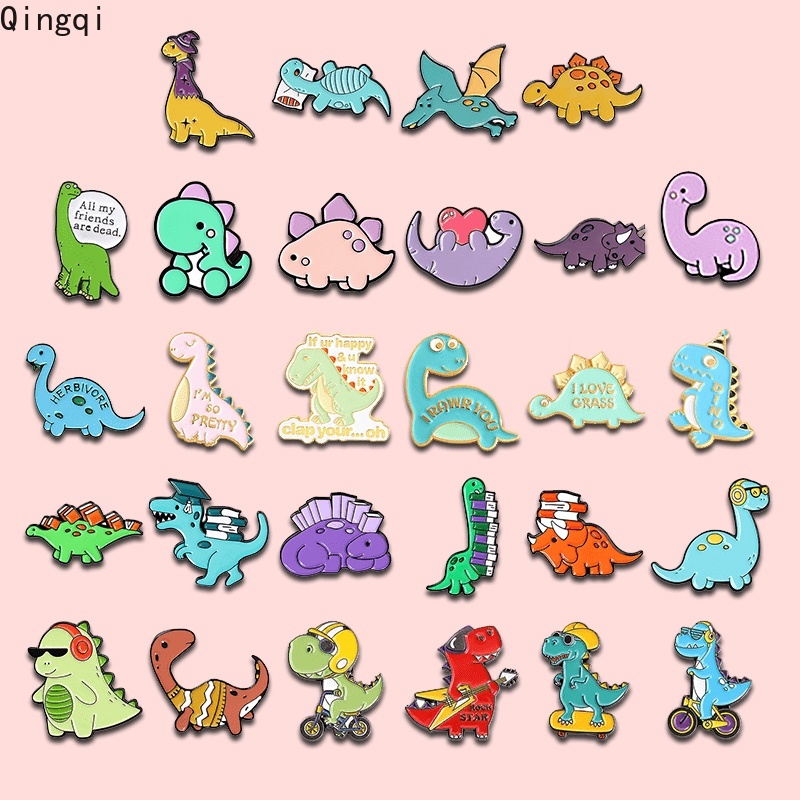 Cute Dinosaurs Enamel Pins Creative Animal Brooch Badge Cartoon ...