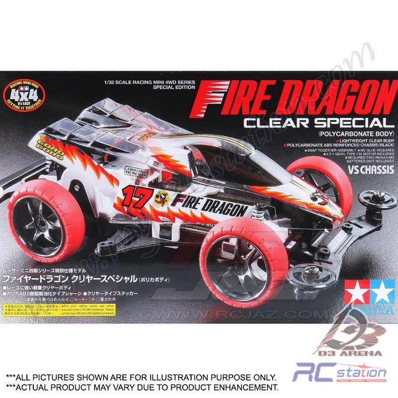Tamiya #95337 - Mini 4WD Fire Dragon Clear Special (Polycarbonate Body ...