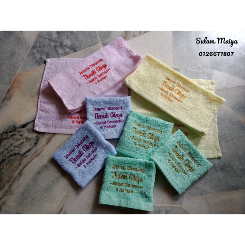 Tuala muka sulam nama. Personalized embroidered face towel. | Shopee ...