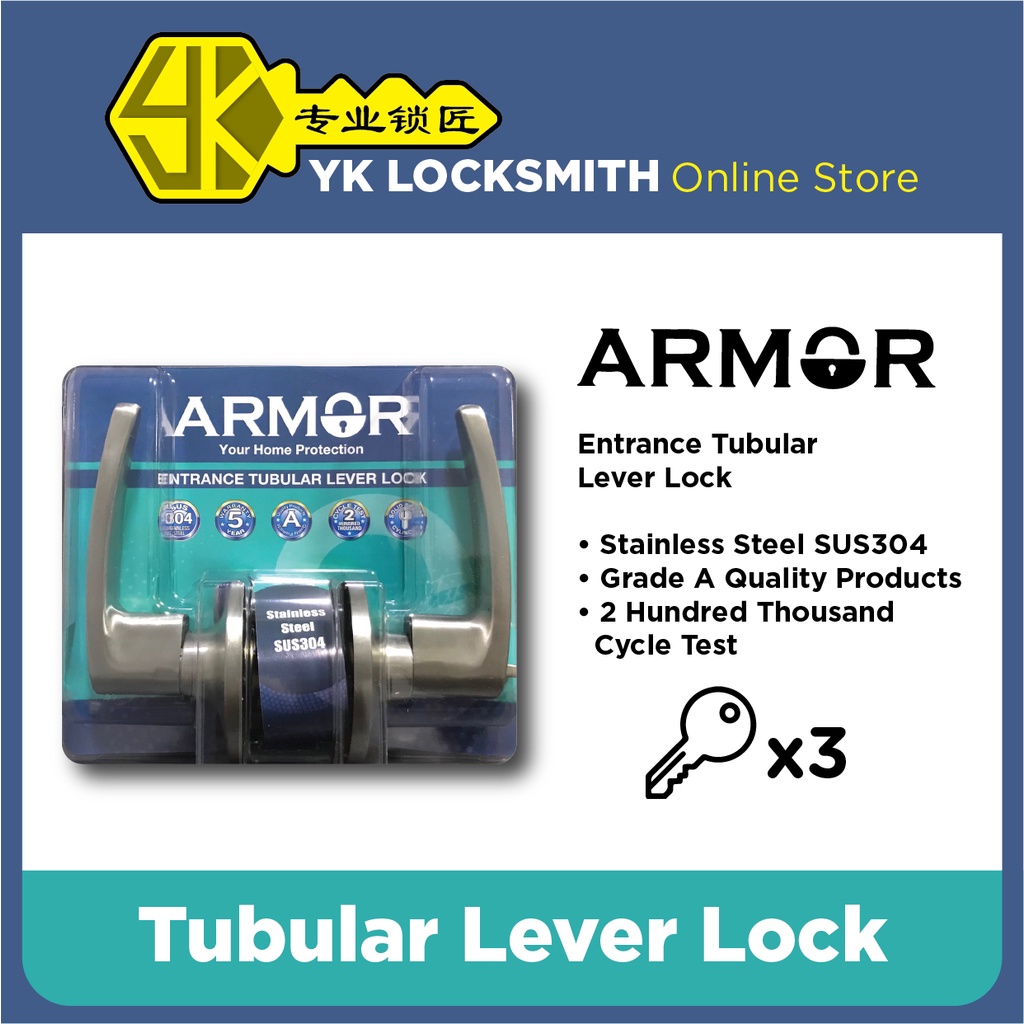 ARMOR Entrance Tubular Lever Lock stainless steel sus304 | Shopee Malaysia