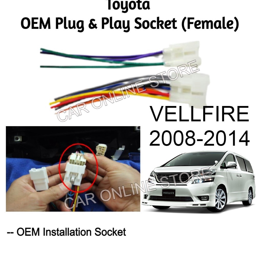 Toyota Vellfire 2008-2013 Plug and Play Socket OEM + Antenna Socket ...