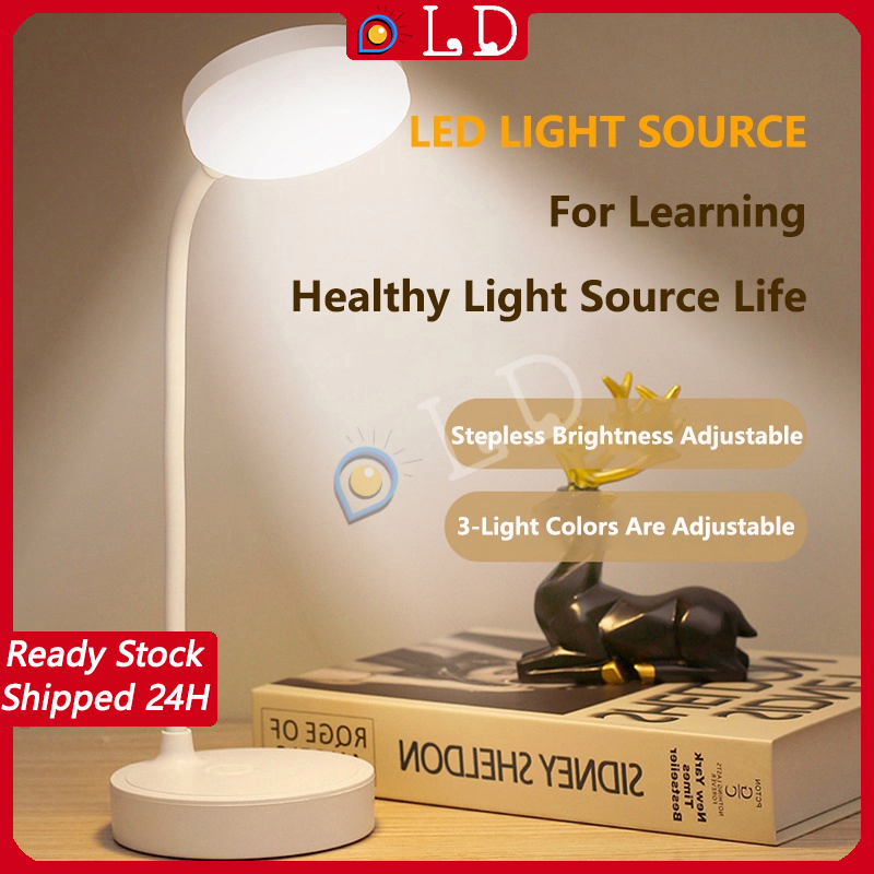 3 Color LED Desk Table Lamp USB Charging Touch Dimming Reading Table ...