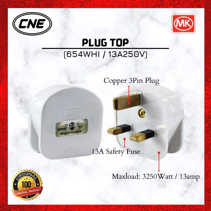 【🔥READY STOCK🔥】MK 654WHI 13Amp Tough Plug 13Amp Fuse with SIRIM ...