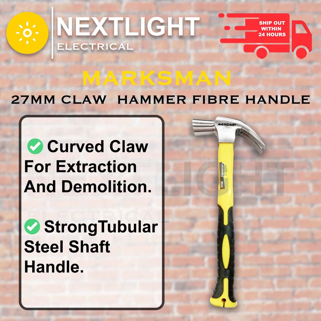 NEXTLIGHT【MARKSMAN】 FIBRE CLAW HAMMER WITH RUBBER GRIP (27mm) | Shopee ...
