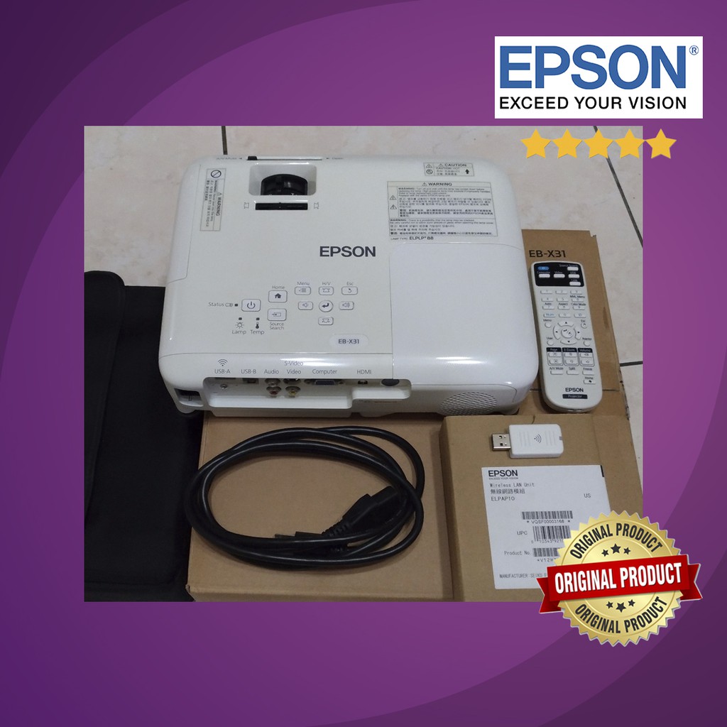 🔥Epson EB-X31 Projector + ELPAP10 Wireless (WIFI) Dongle🔥 [2nd hand ...