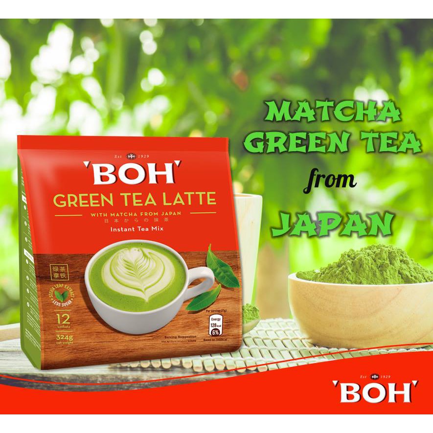 Boh Green Tea Latte instant tea mix 12 stick packs (324g) | Shopee Malaysia